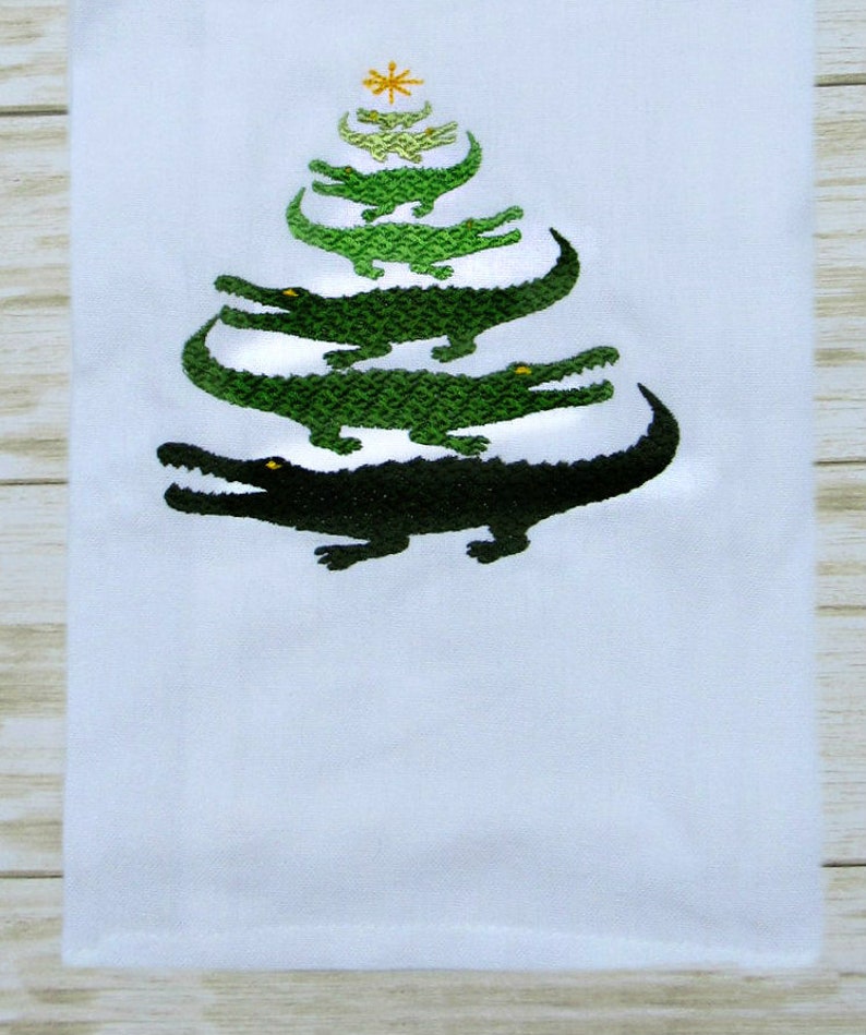 Gator Christmas Tree Alligator Christmas Kitchen Towels UF - Etsy