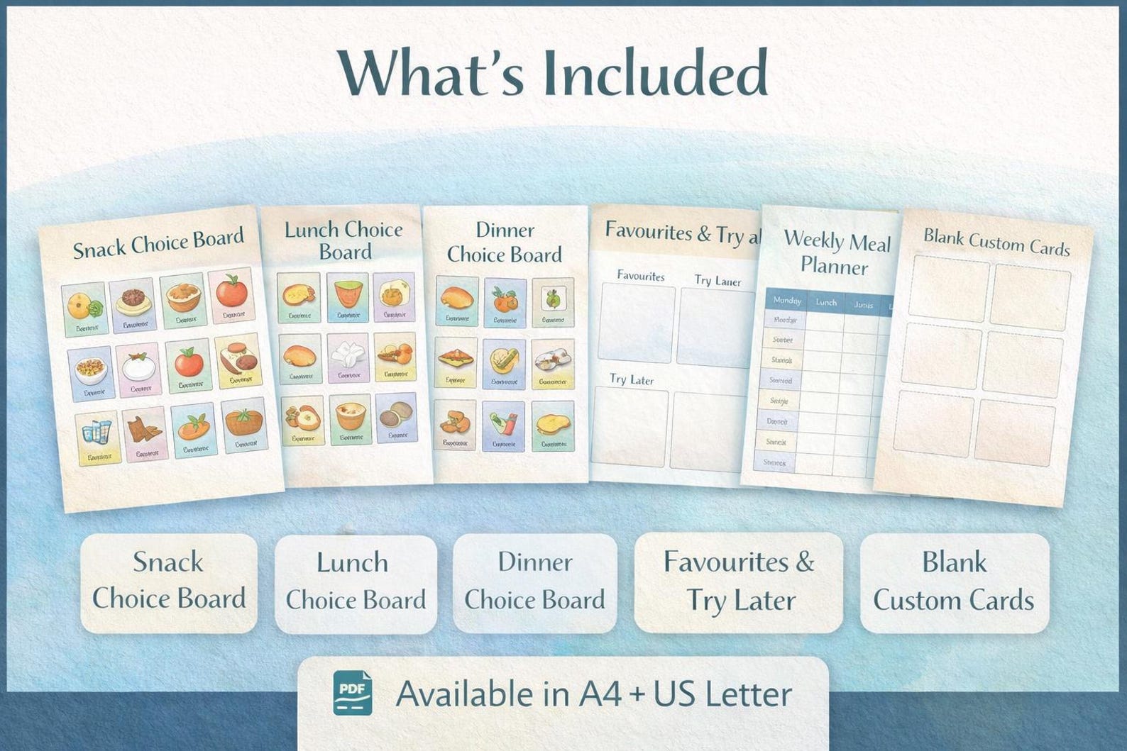 Food Choice Board & Visual Meal Planner | Printable Mealtime Support ...