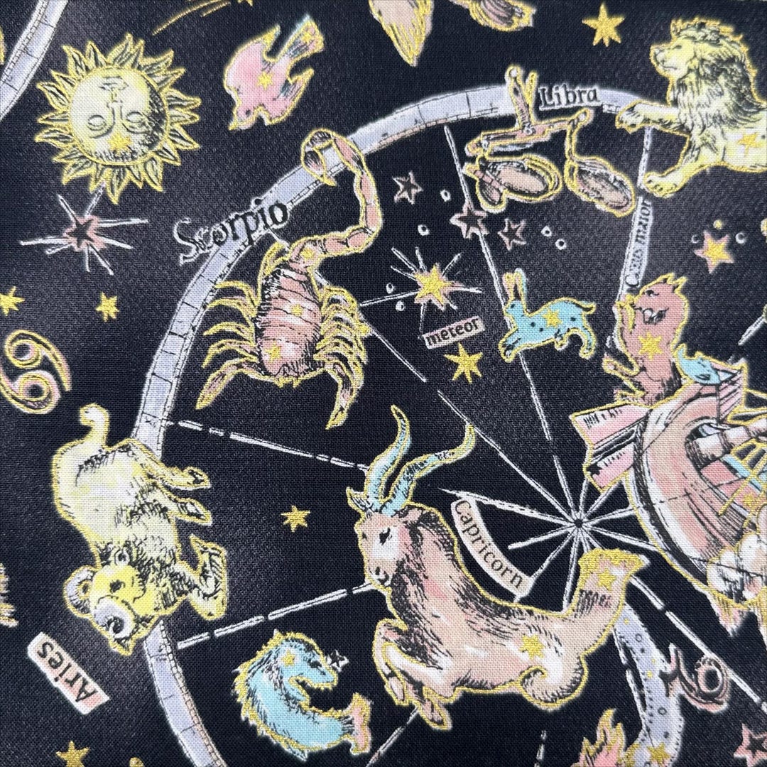 1 Yard Twilight Moon Constellation Zodiac Cotton Fabric in Black, Un/no ...