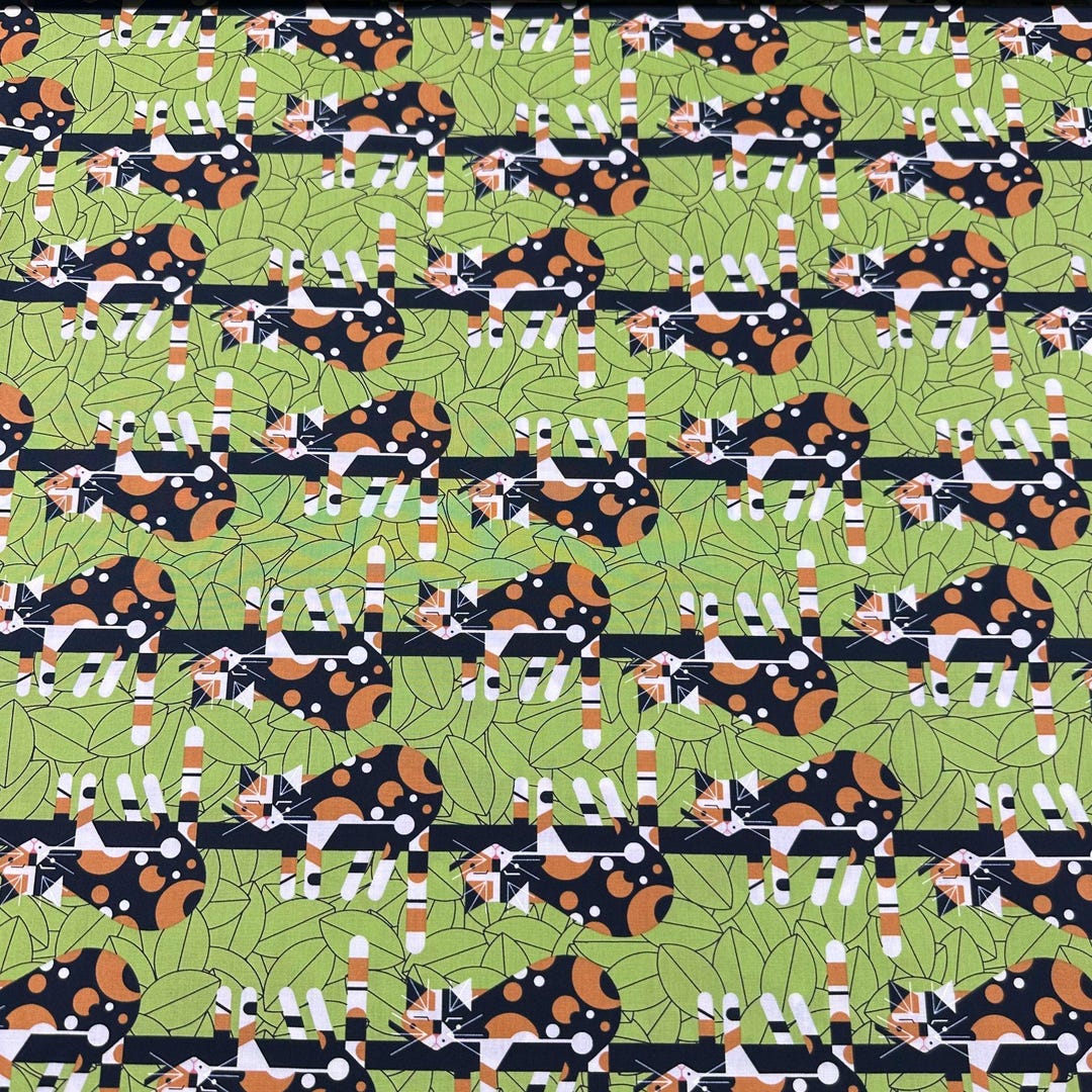 1 Yard Iconic Limp on a Limb Calico Cats CH-72 Charley Harper Organic ...