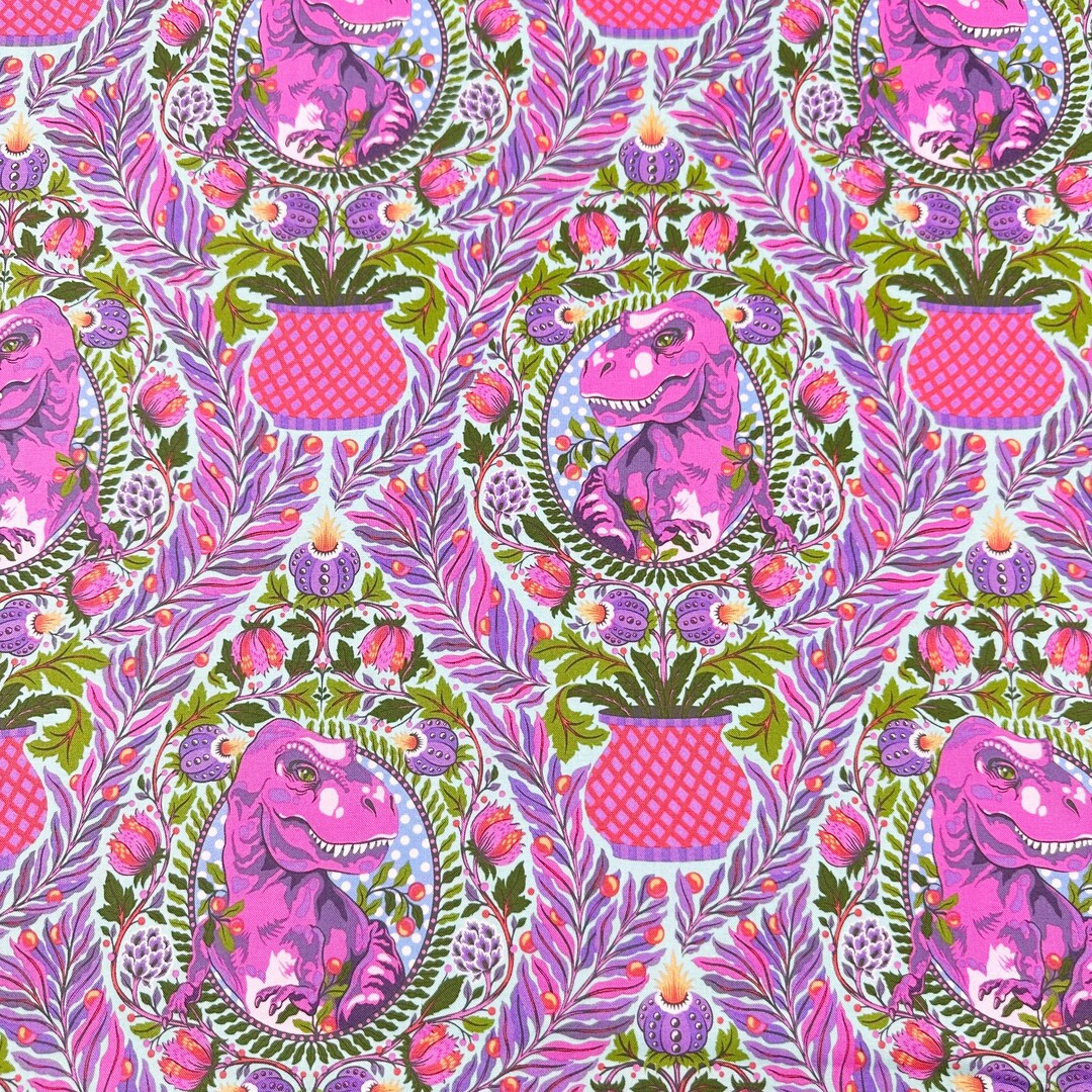 1 Yard Tula Pink Tree Rex - Mist ROAR! Cotton Fabric, Free Spirit ...