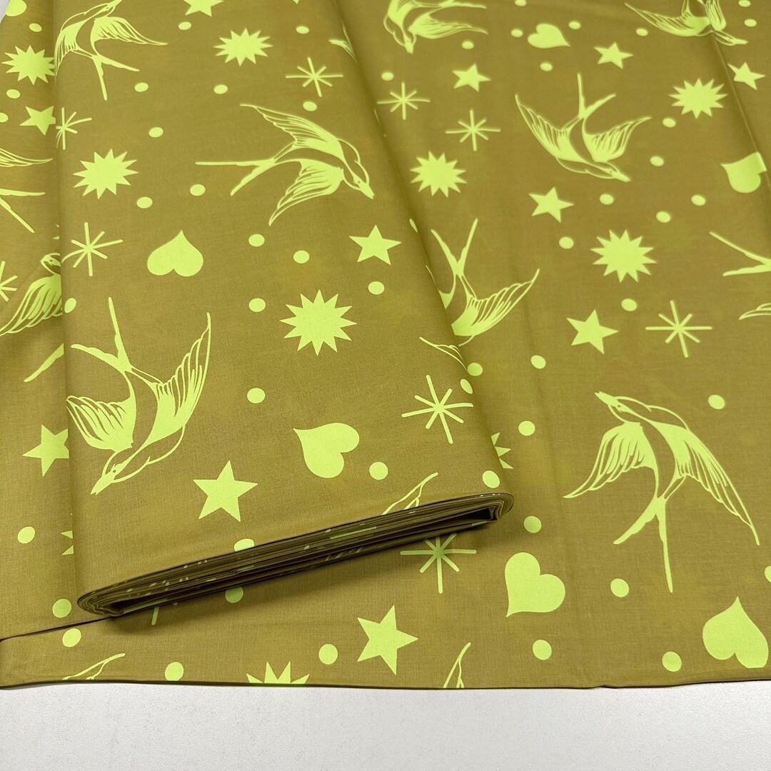 1 Yard Tula Pink Neon True Colors Fairy Flakes Moon Beam Cotton Fabric ...