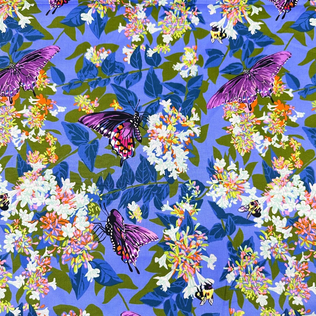 1 Yard Neighborly Periwinkle Our Fair Home Cotton Fabric, Anna Maria ...