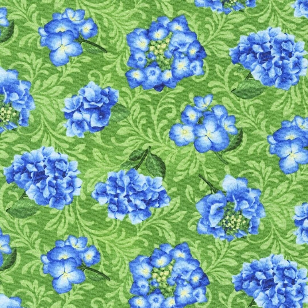 1 Yard Sara Flowerhouse Hydrangeas Debbie Beaves Cotton Fabric Robert ...