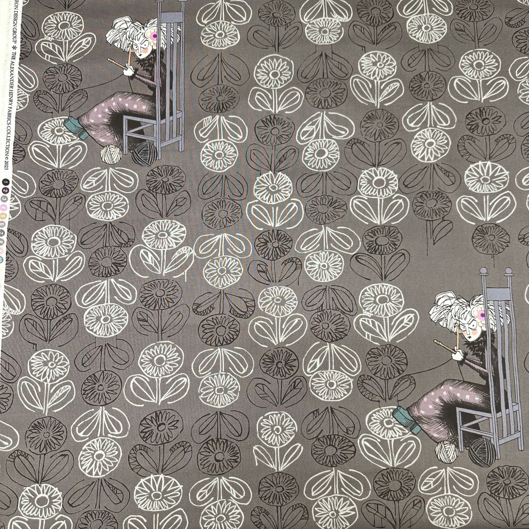 1 Yard A Ghastlie Crochet Smoke 9063B Cotton Fabric by Alexander Henry ...