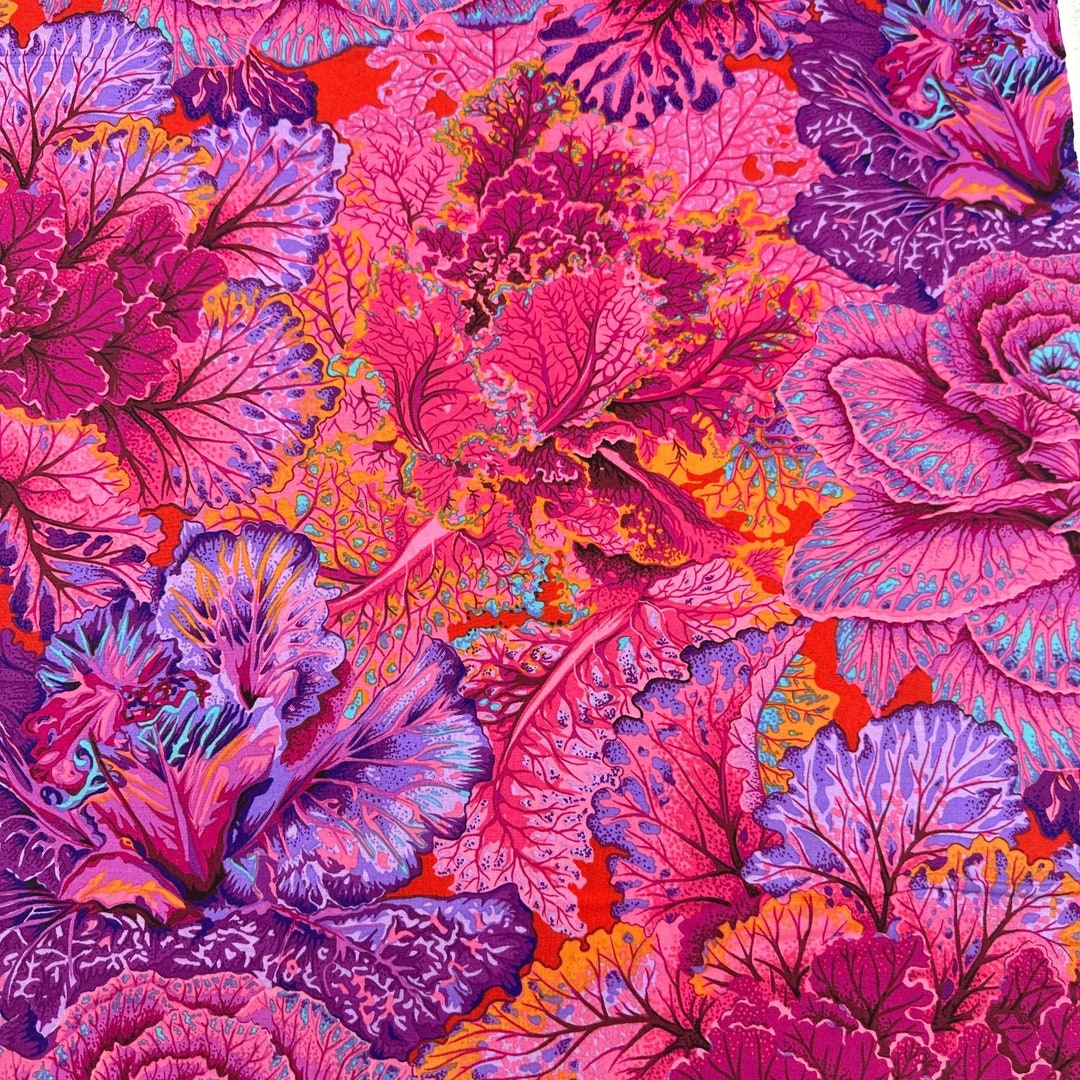 1 Yard Curly Kale Red Philip Jacobs for Kaffe Fassett Cotton Fabric ...