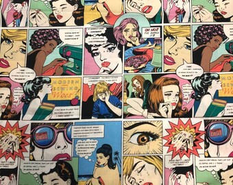 Sewing Sorrows Fabric, Comic Strip Style Modern Sewing Woes, Pop Art ...