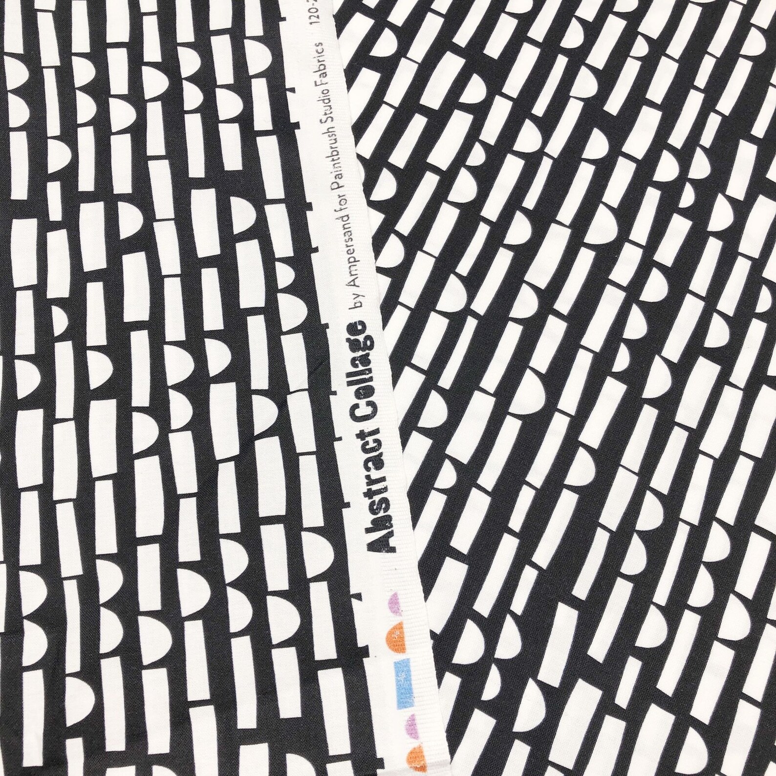 1 Yard Abstract Collage Stripe Black White 209191 Ampersand Design ...