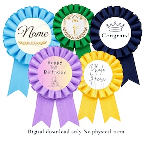 Classic Solid Rosette Clipart Bundle, Blank Award Ribbon PNG, 24 Colors ...