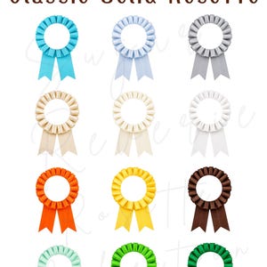 Classic Solid Rosette Clipart Bundle, Blank Award Ribbon PNG, 24 Colors ...