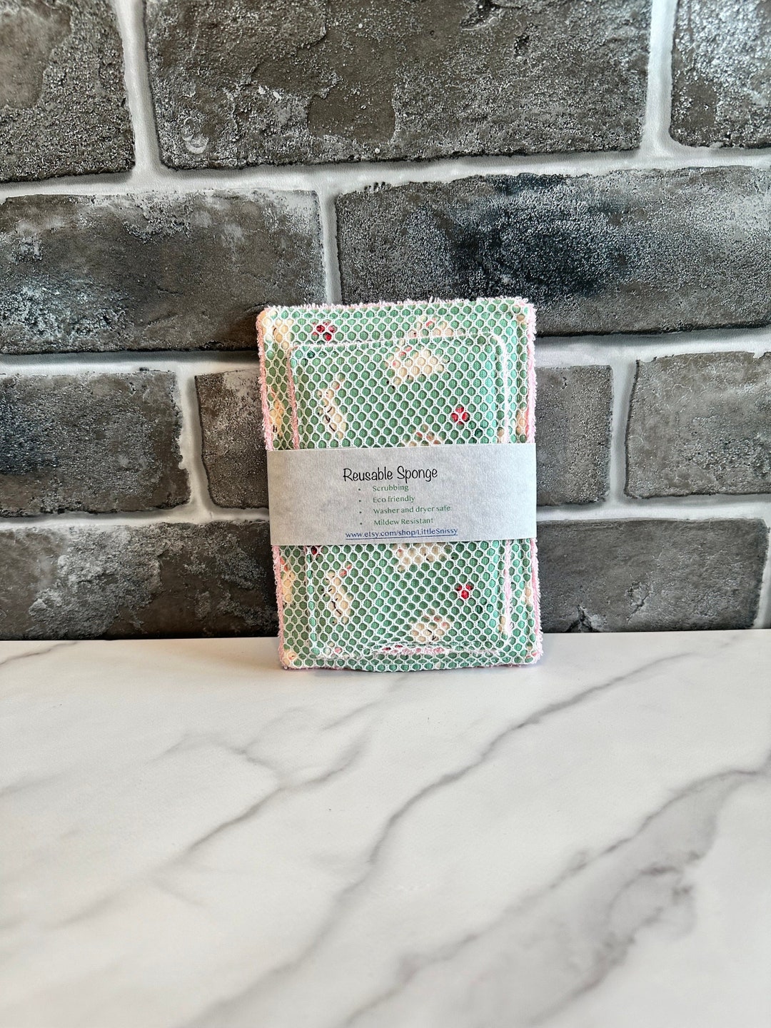 Flat Scrubby Sponge, Set of 2, Two Sizes, Reusable, Washable, Bunny ...