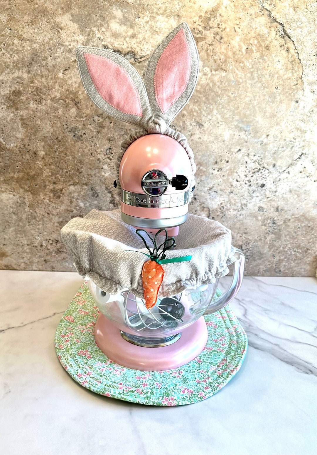 Gray Bunny Stand Mixer Cover, Bowl Cover, Bunny Hop, Appliance Pad ...