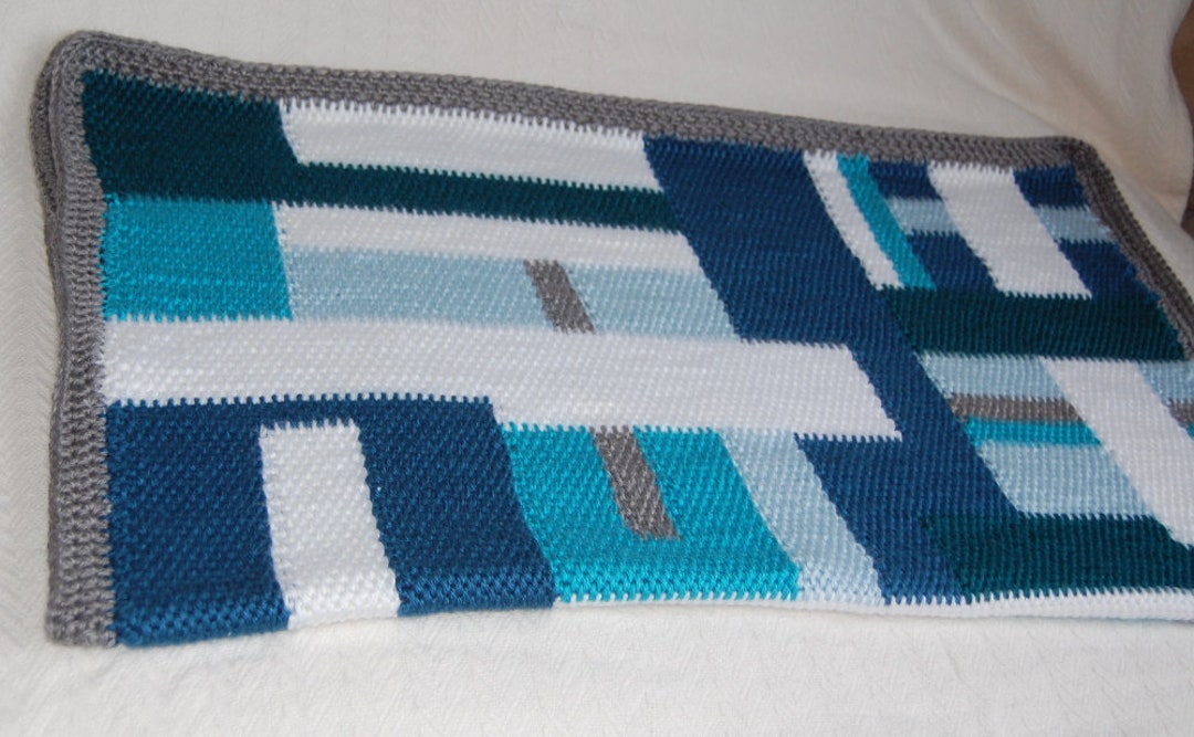 Geometric Patchwork Tunisian Crochet Baby Blanket Pattern - Etsy