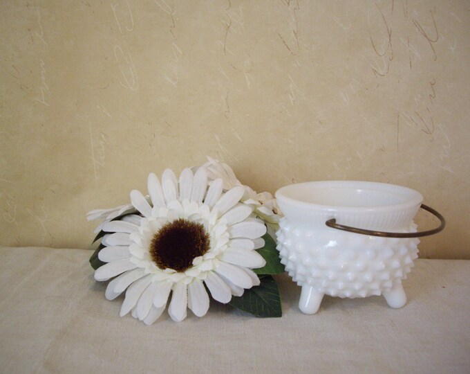 Vintage Milk Glass Hobnail Cauldron Pot Kettle Fenton - Etsy