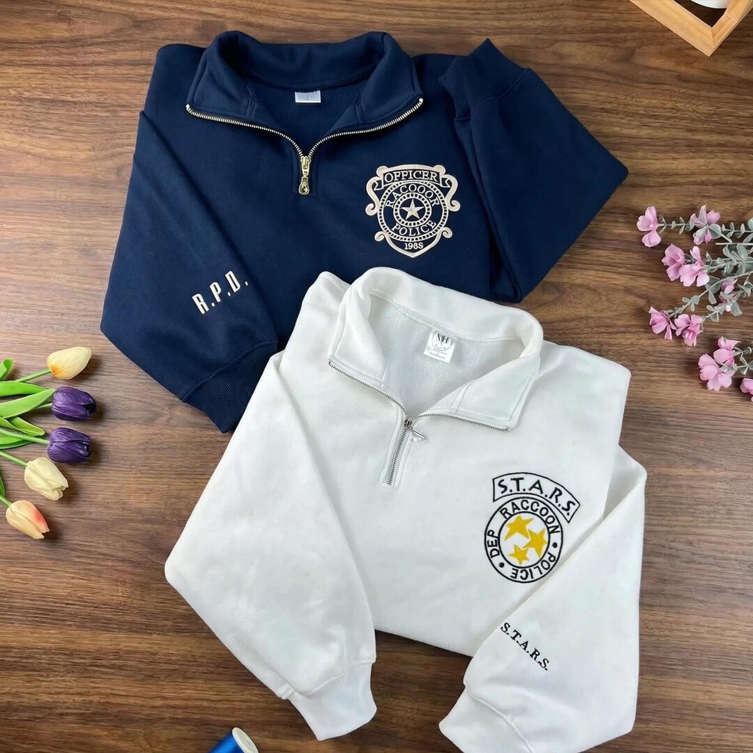 Resident Evil RPD Officer & STARS Quarter-zip Sweatshirt, Embroidered ...