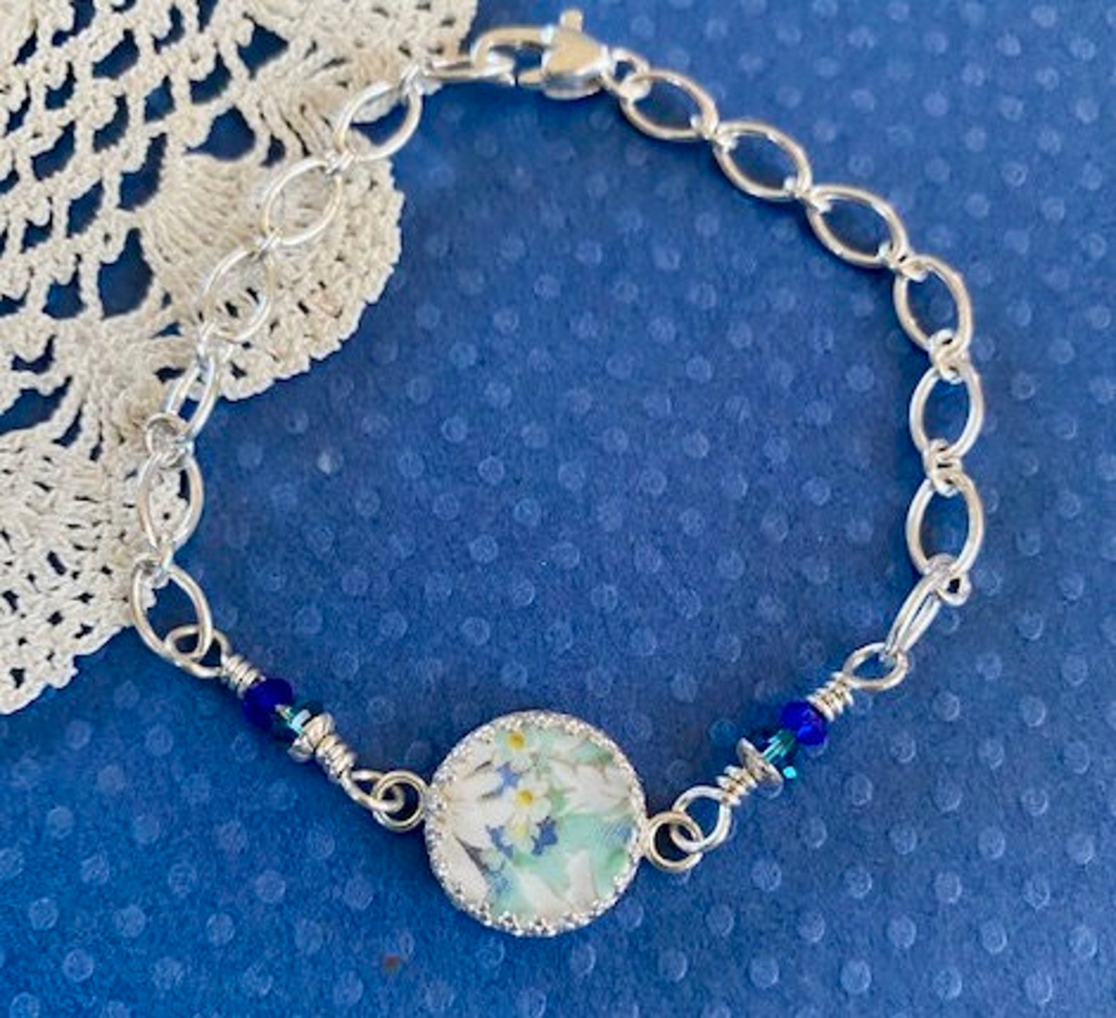 Broken China Bracelet Broken China Jewelry Daisy China 925 | Etsy