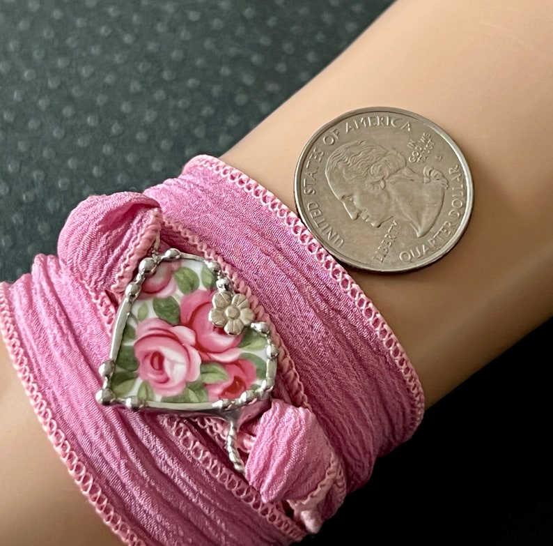 Broken China Bracelet Broken China Jewelry Heart Pink Rose - Etsy