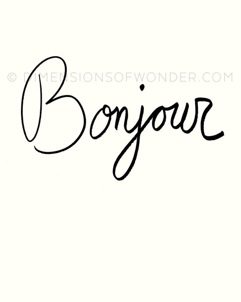 Bonjour print bonjour sign French quote ART PRINT | Etsy