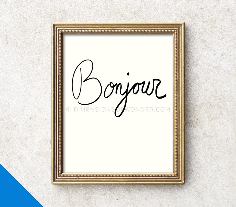 Bonjour print bonjour sign French quote ART PRINT | Etsy
