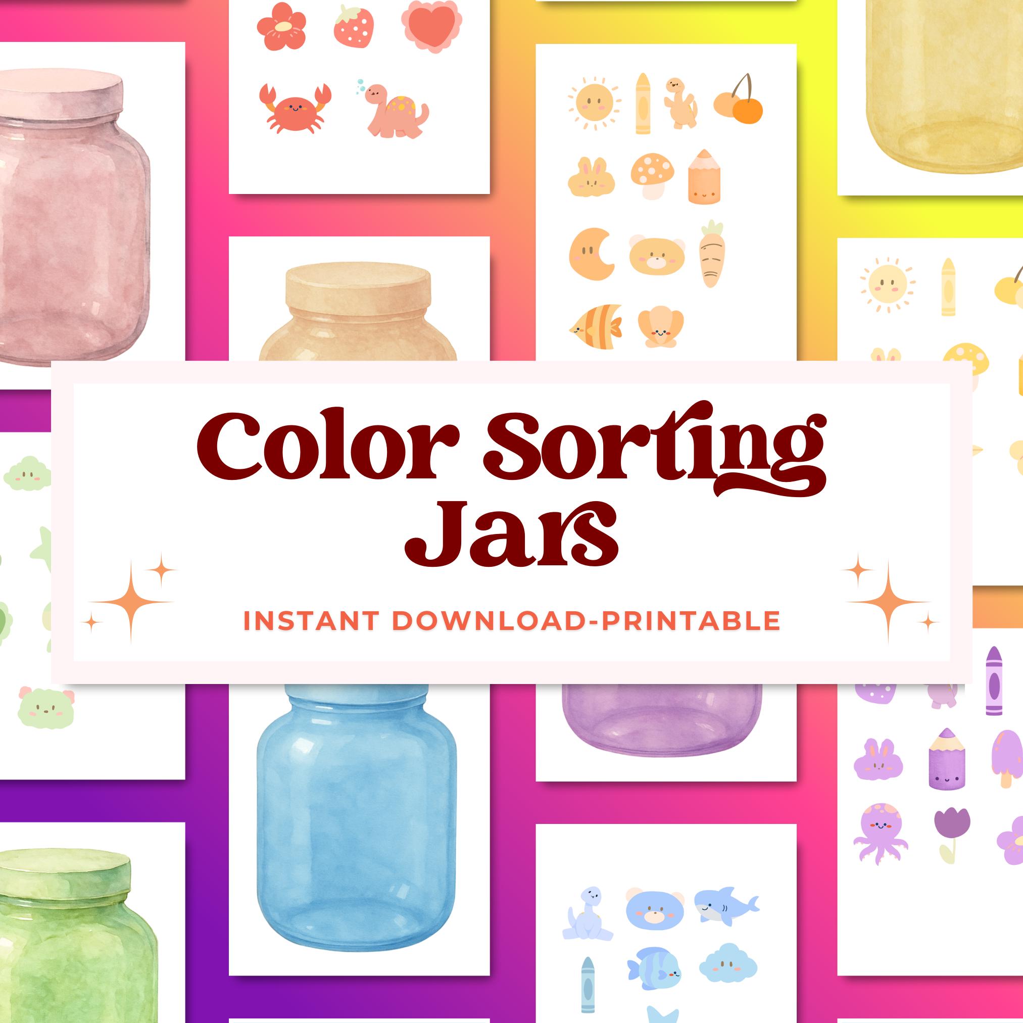 Printable Color Sorting Jars | Preschool Matching Activity | Fine Motor ...