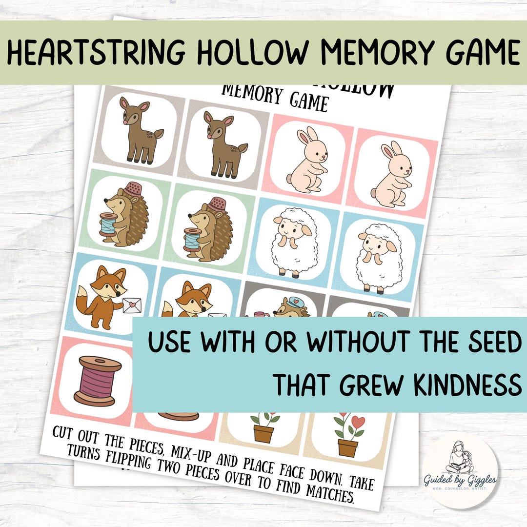 Memory Matching Game for Kids | Heartstring Hollow Learning Activity ...