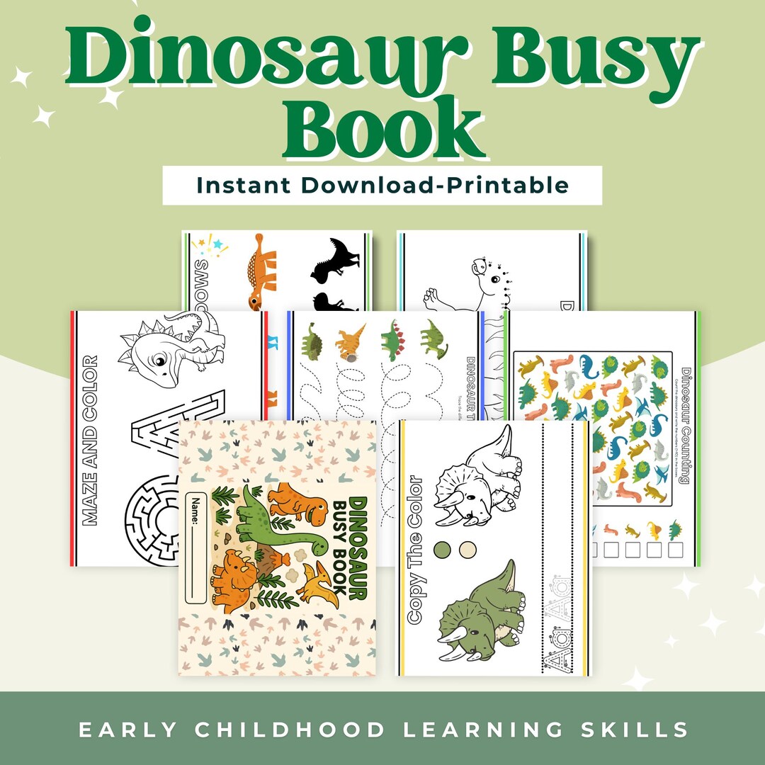 Dinosaur Busy Book Printable for Preschool and Kindergarten | Toddler ...