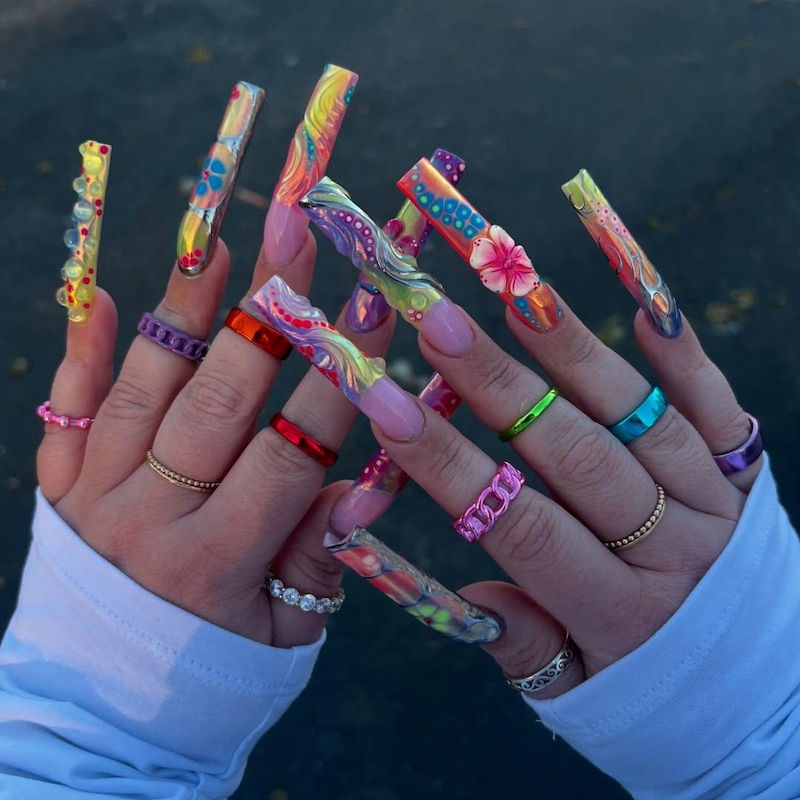 Long Trippy Nails - Etsy
