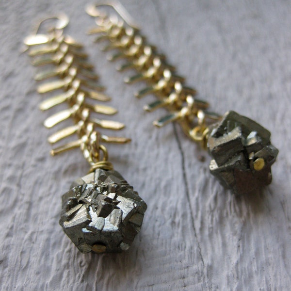 Pyrite Earrings - Etsy