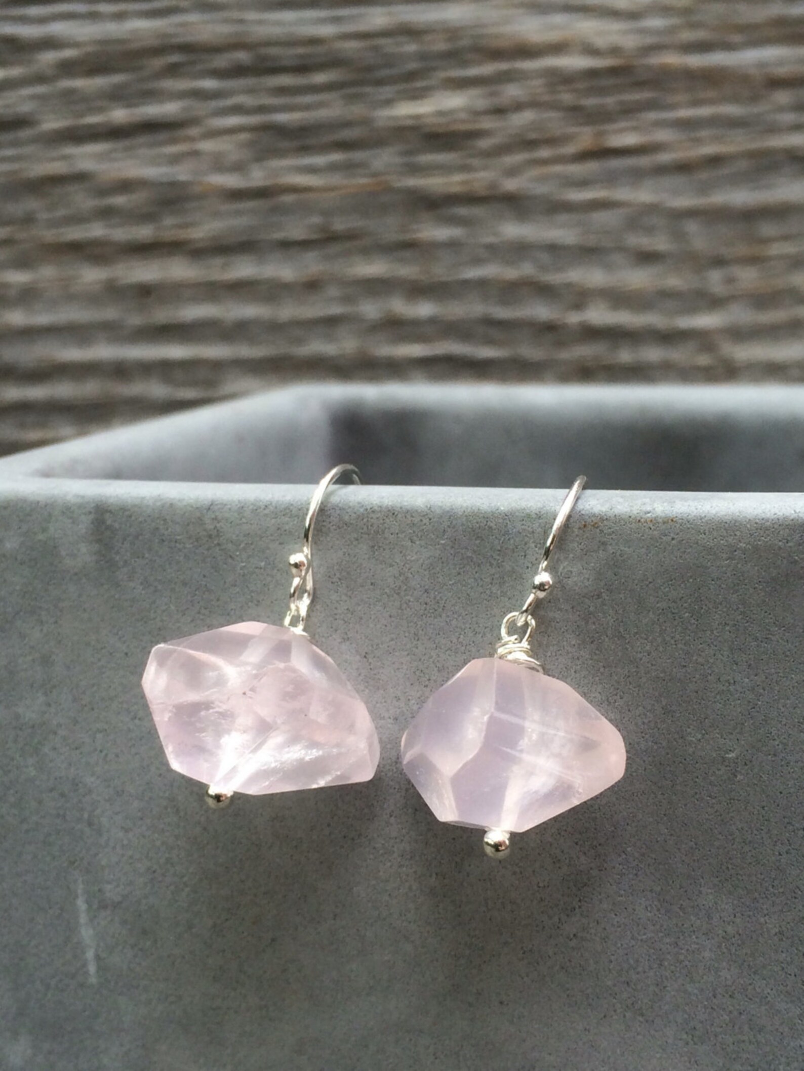 Pink ROSE QUARTZ Faceted Crystal Sterling Earrings - Etsy