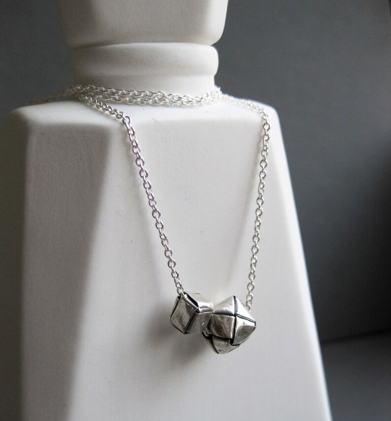 Double FOLDED BOX Sterling Necklace - Etsy