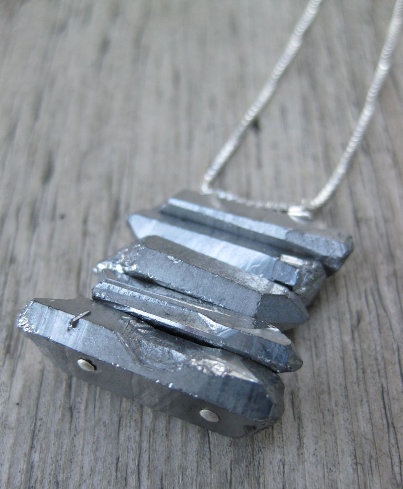 Metallic Silver STACKED Titanium Coated Crystals Sterling - Etsy