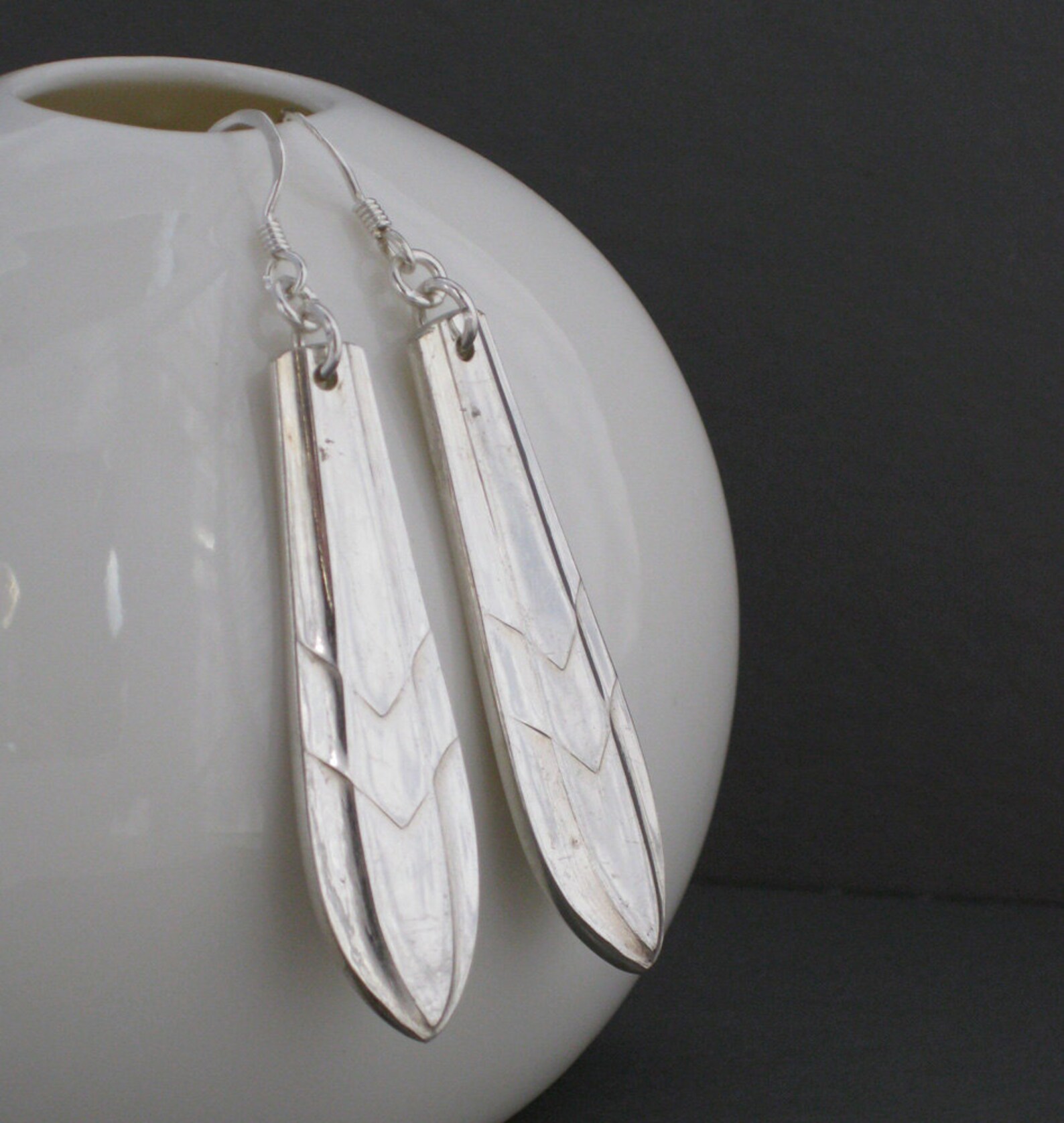Chevron Recycled Silverware Handle Earrings - Etsy