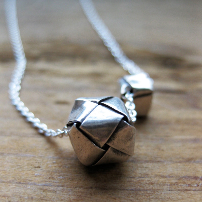 Double FOLDED BOX Sterling Necklace - Etsy