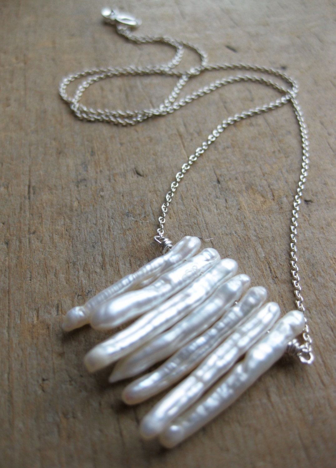 White Twig Freshwater PEARL FRINGE Bridesmaids Sterling Silver | Etsy