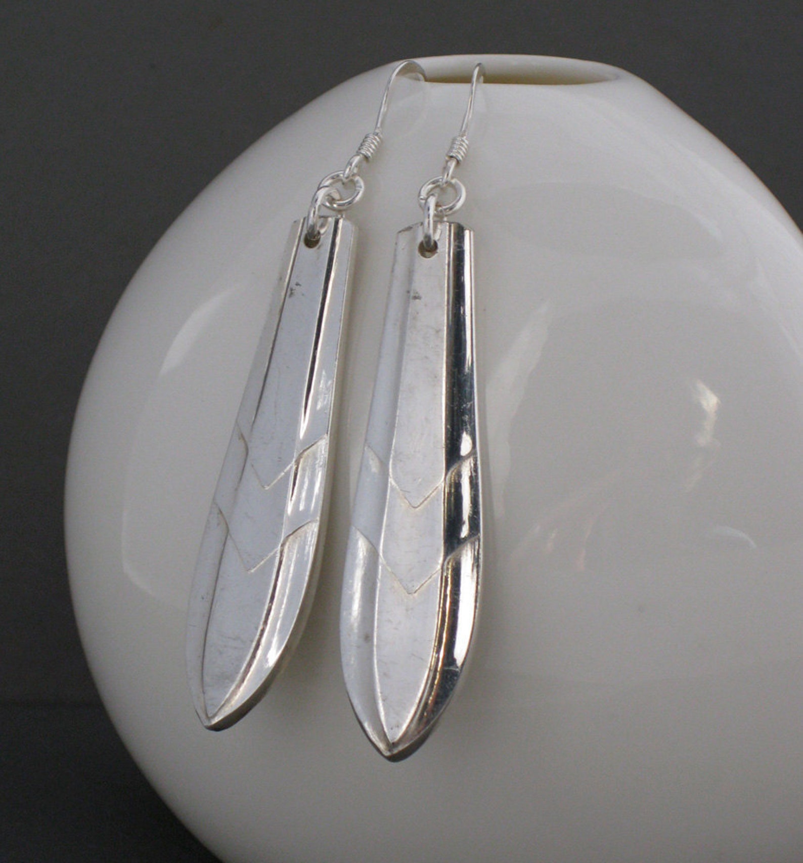 Chevron Recycled Silverware Handle Earrings - Etsy