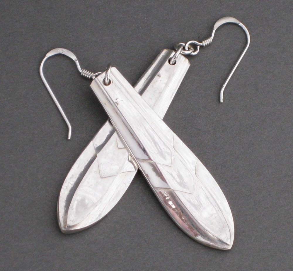 Chevron Recycled Silverware Handle Earrings - Etsy