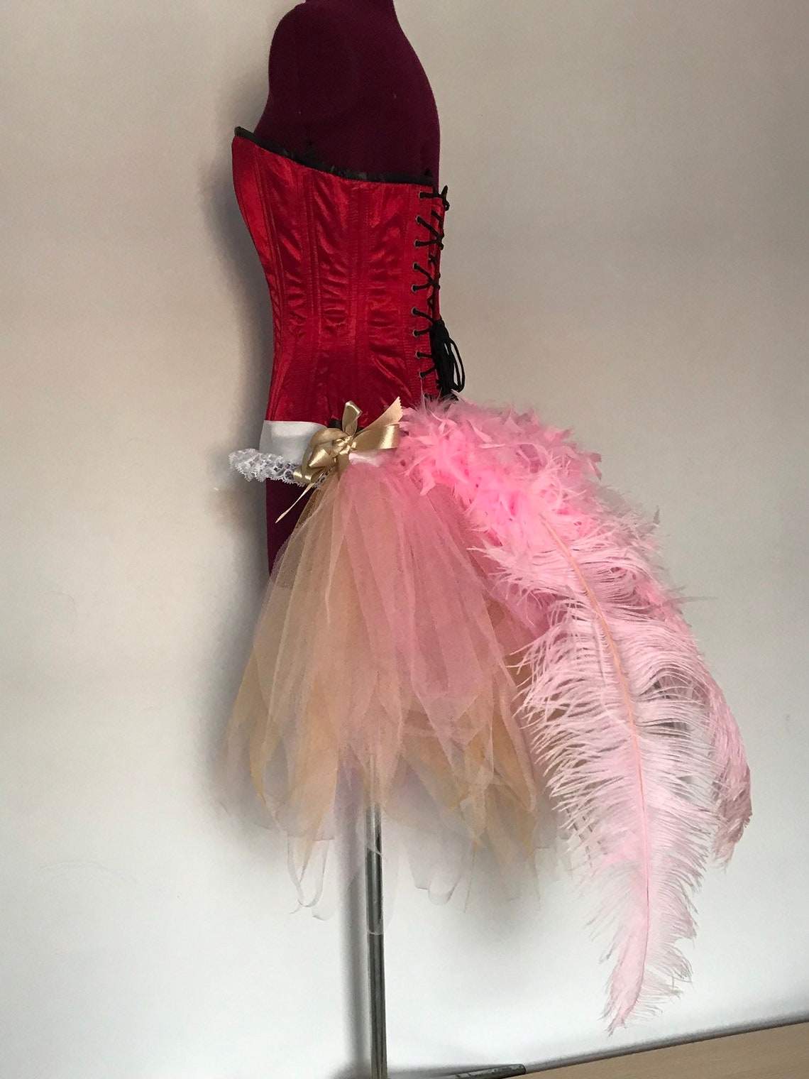Pink Gold Ostrich Feather Burlesque Bustle - Etsy