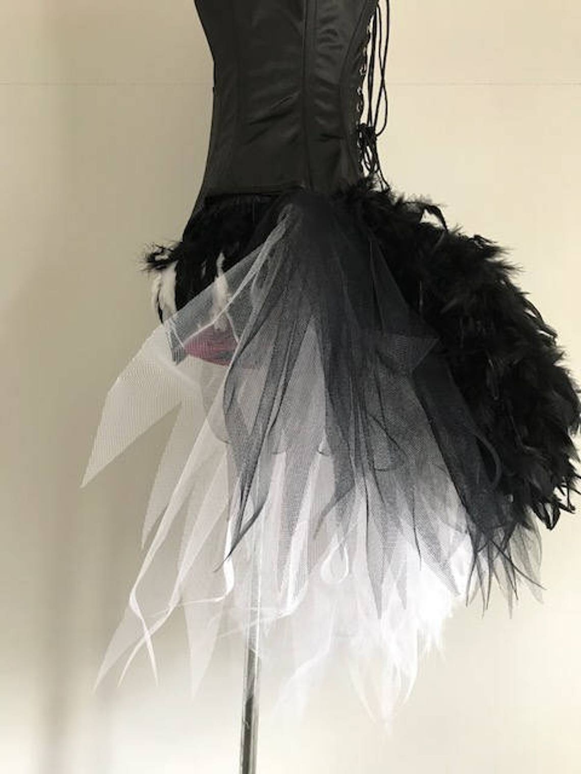 Black and White Feather Bustle and Corset inspired by | Etsy