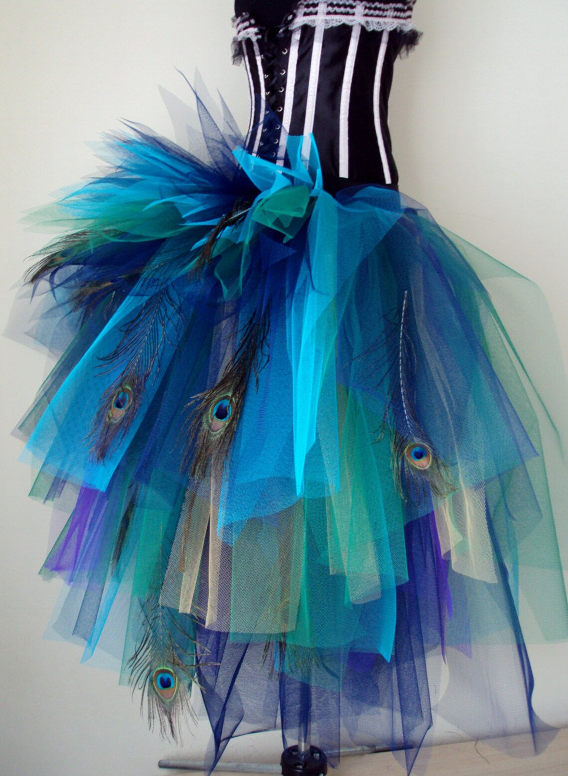 Burlesque French Navy Blue Purple Peacock Feathers Tutu Bustle Belt ...
