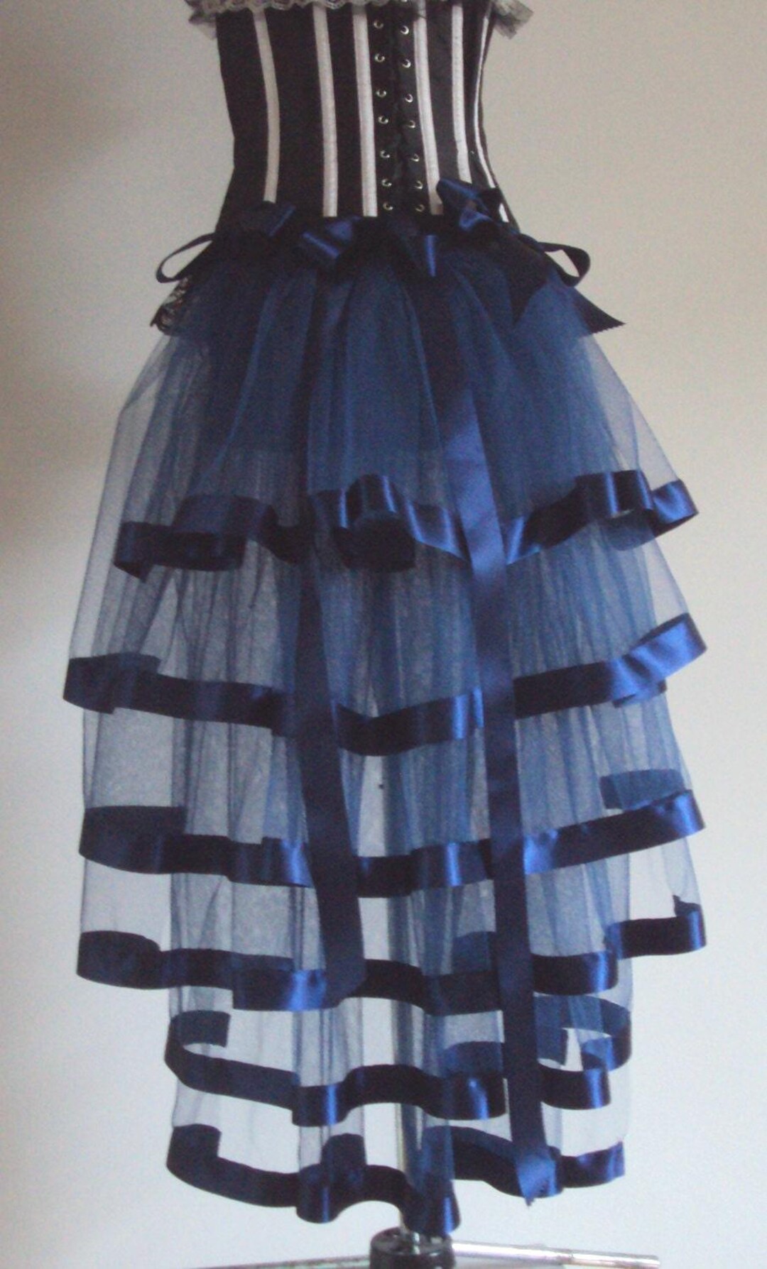 French Navy Blue Burlesque Steampunk Bustle Belt Size US 2 4 6 8 10 UK ...