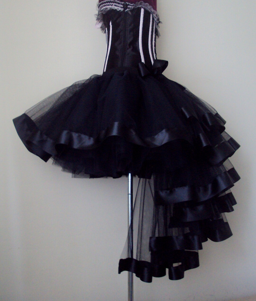 Black Burlesque Tulle Satin Bustle Tutu Skirt - Etsy