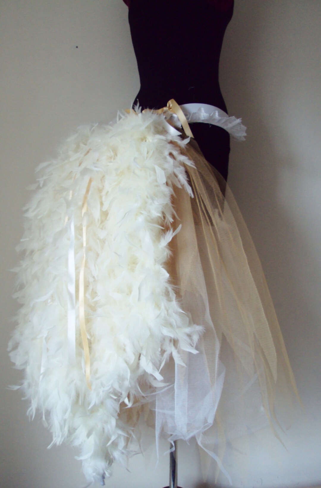 Soft White and Gold Burlesque Long Bustle Belt Size Childs Size - Etsy