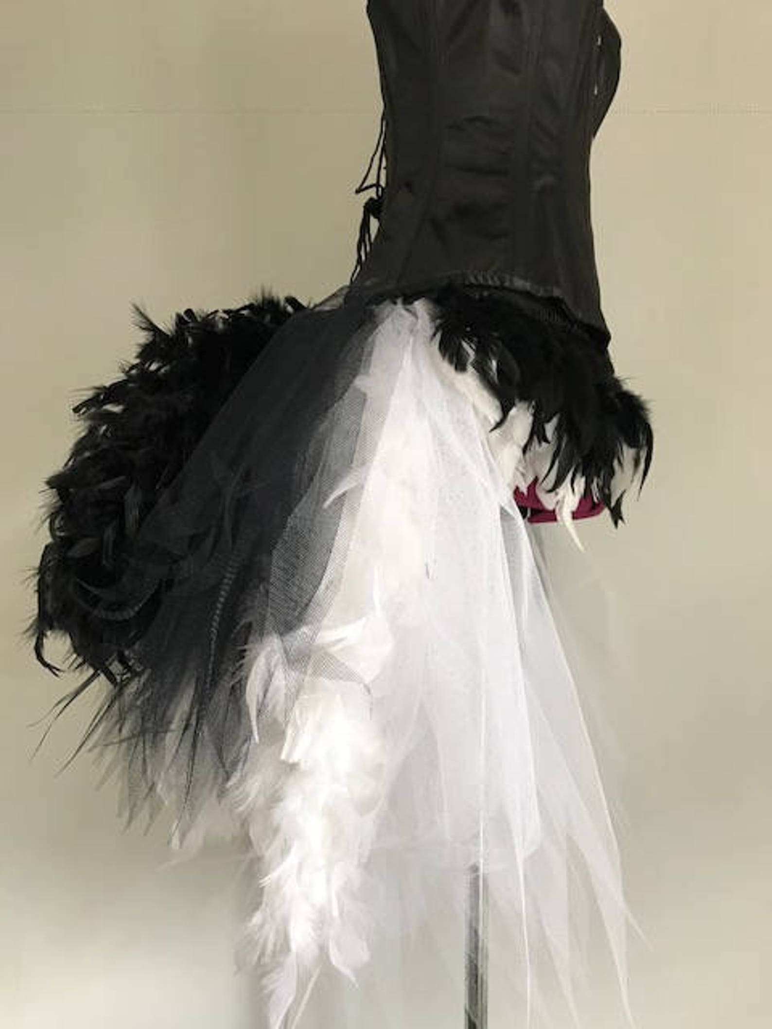 Black and White Feather Bustle Inspired by Plumette All Sizes | Etsy