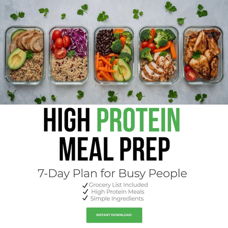 High Protein Meal Prep Plan PDF, 7 Day Meal Plan, Easy Recipes, Weekly ...