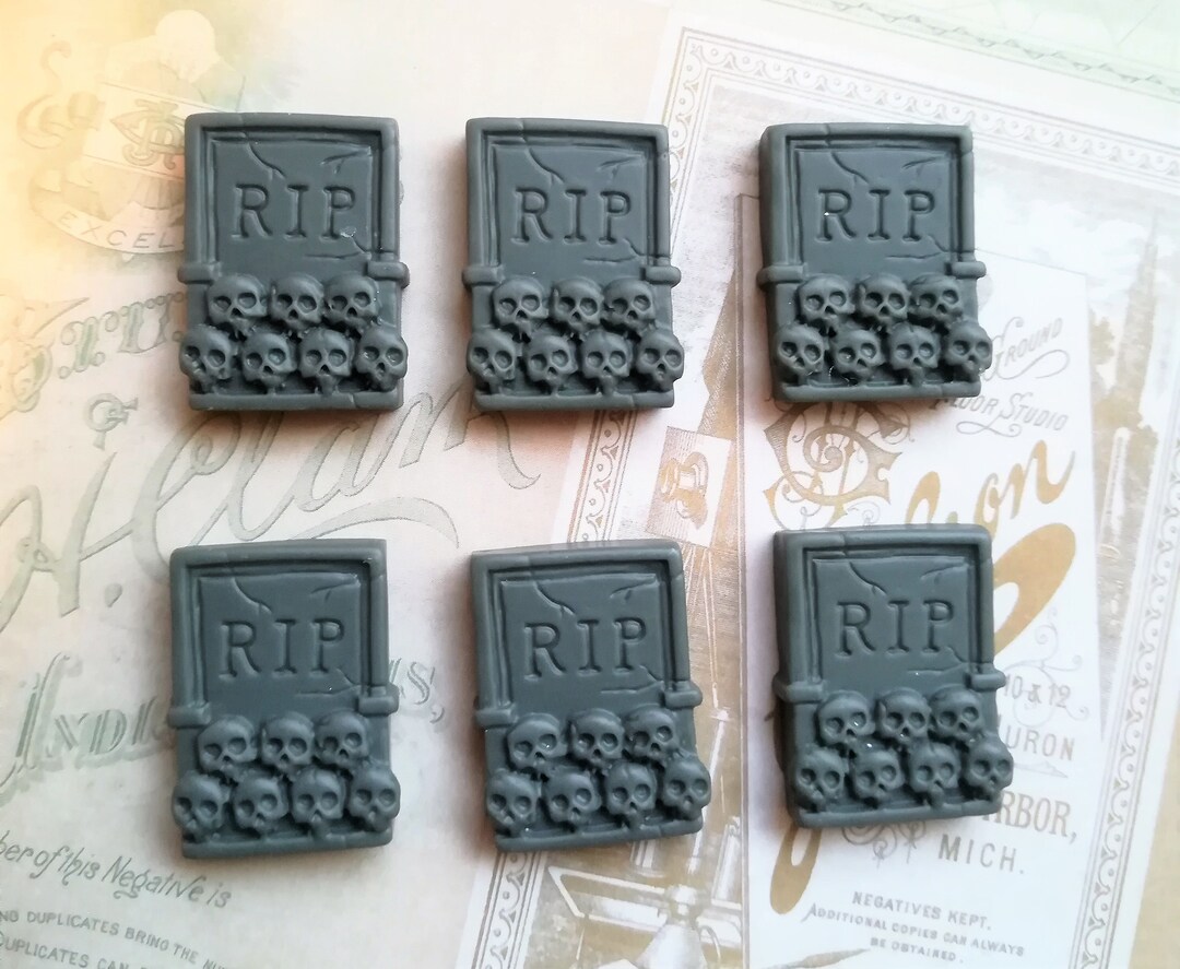 6 Tombstone Graveyard Stone Gravestone Headstone Miniature Mini Tiny ...