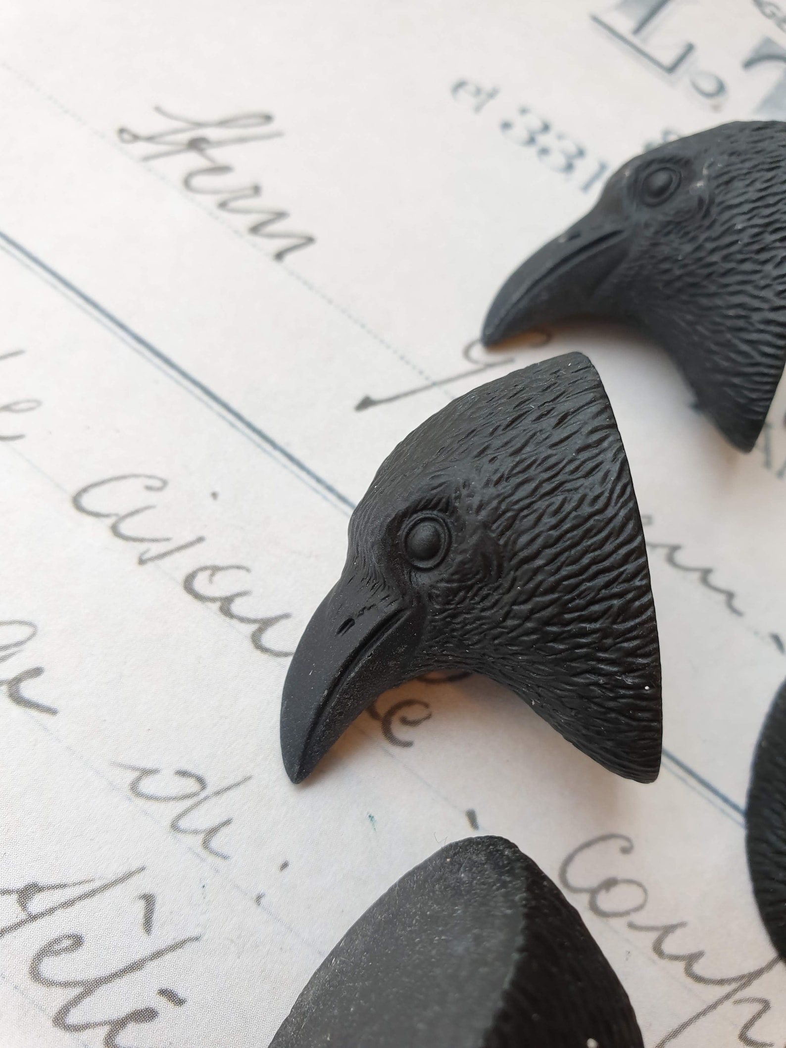 5 Bird Head Raven Head Crow Head Black Bird Cabs Resin Cabochon ...