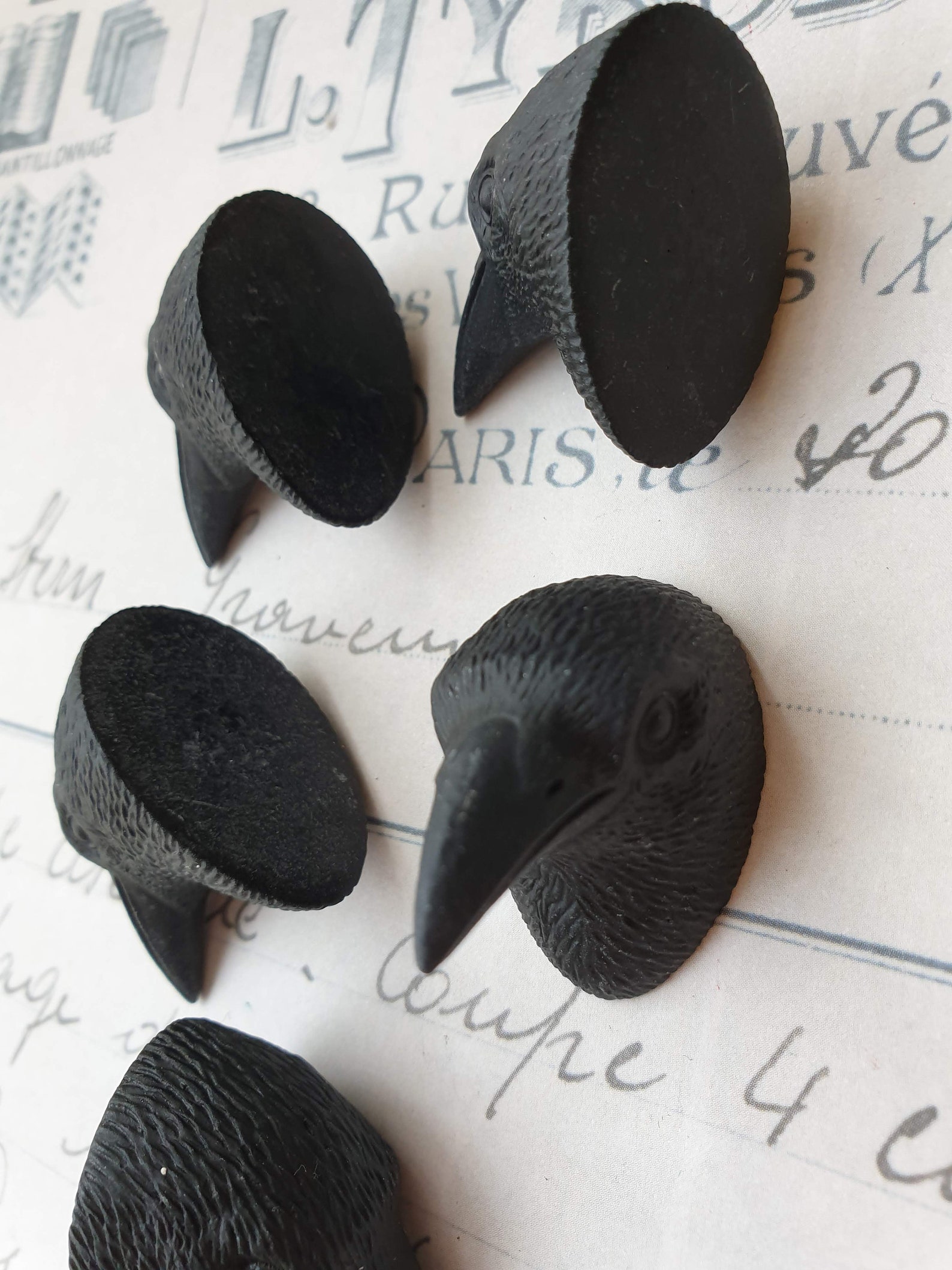 5 Bird Head Raven Head Crow Head Black Bird Cabs Resin Cabochon ...