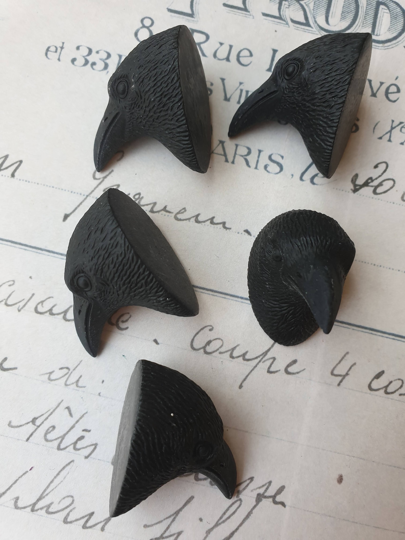 5 Bird Head Raven Head Crow Head Black Bird Cabs Resin - Etsy