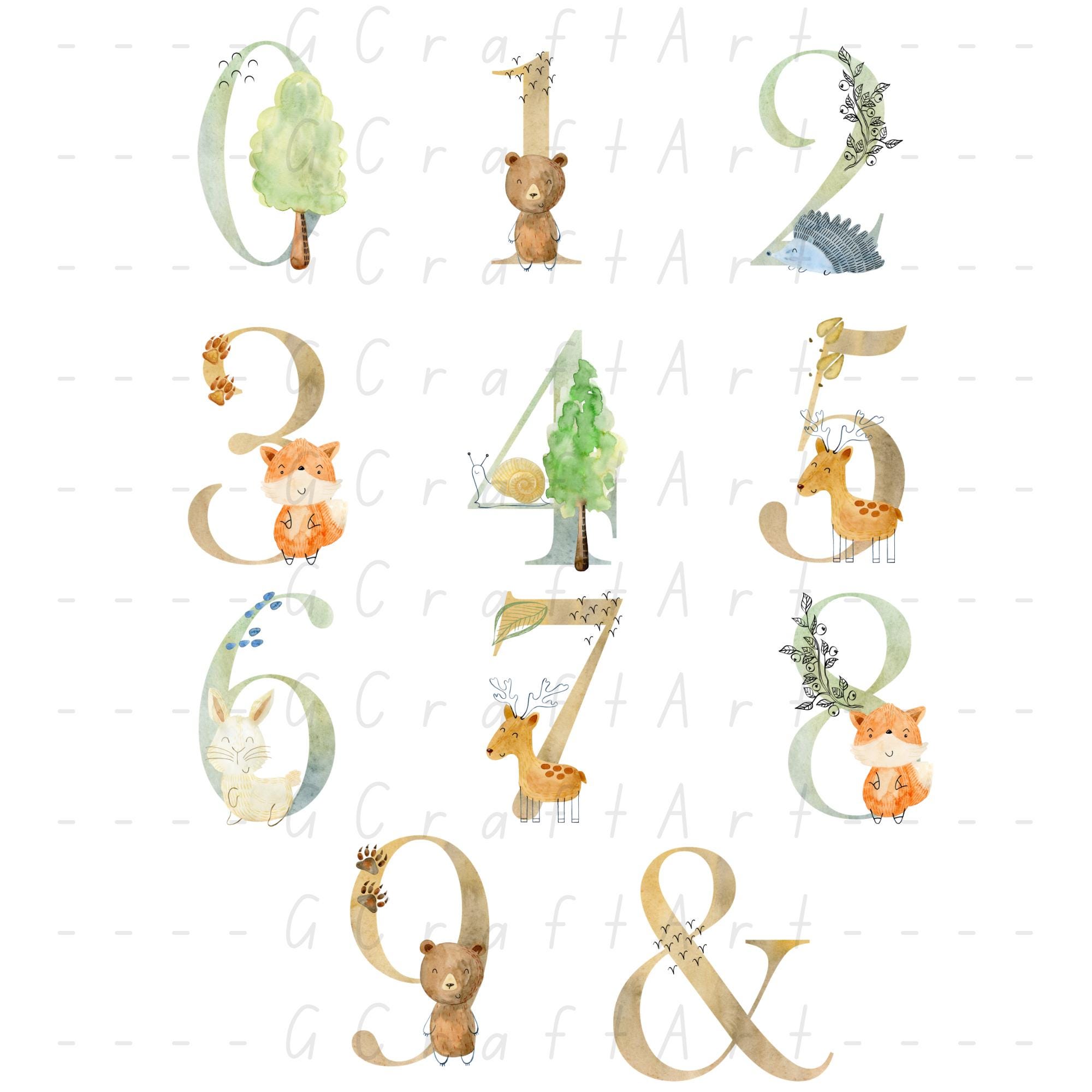 Woodland Animal Alphabet PNG Bundle | Forest Letters Clipart Nursery ...