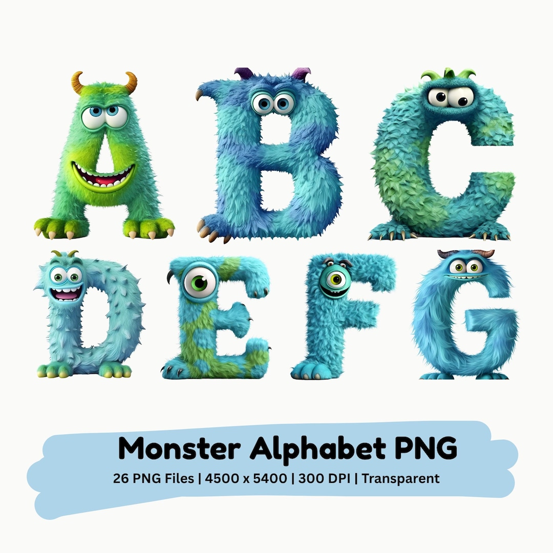 Monster Alphabet PNG Letters | Cartoon Creature Clipart (digital ...